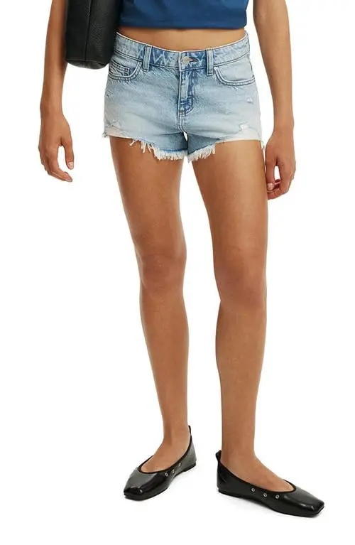 COTTON ON Low Rise Denim Cutoff Shorts - Saltstone Blue