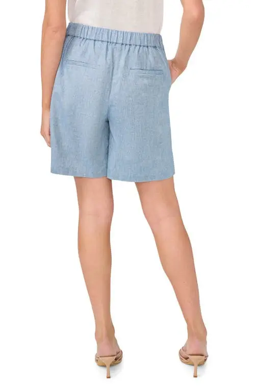Halogen Chambray Pintuck Cotton & Linen Blend Shorts