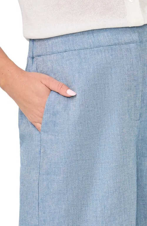 Halogen Chambray Pintuck Cotton & Linen Blend Shorts