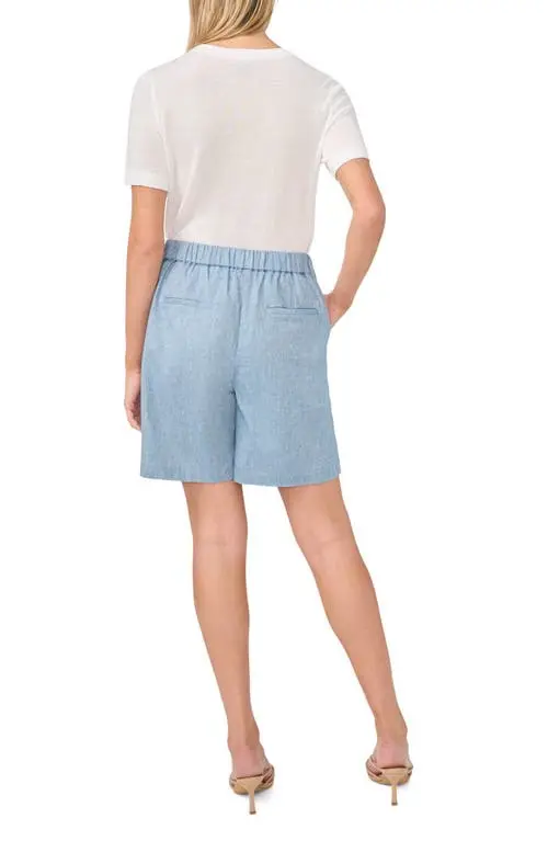 Halogen Chambray Pintuck Cotton & Linen Blend Shorts