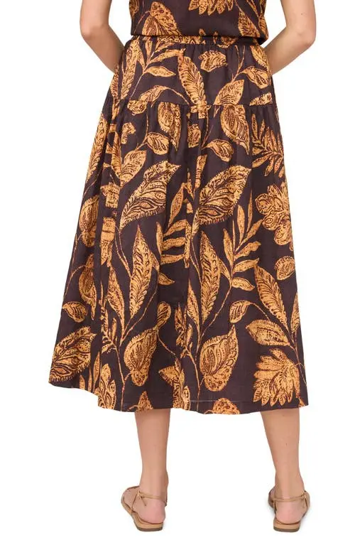 Halogen Tiered Printed Cotton Midi Skirt