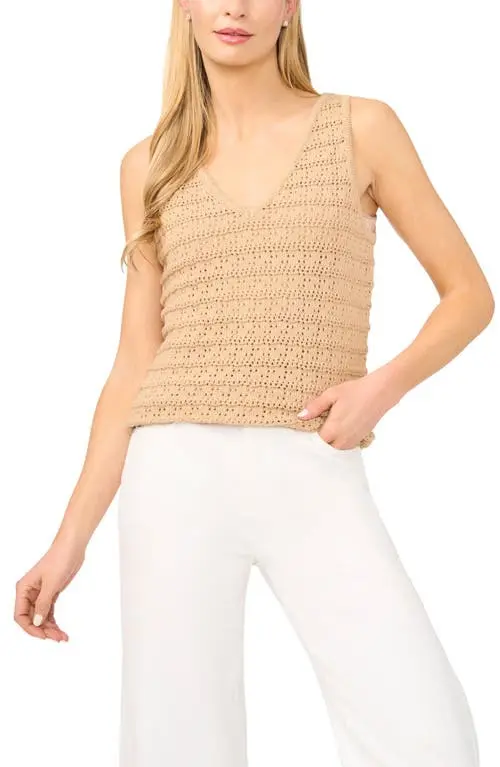 Halogen Openwork Sleeveless Sweater - Sesame