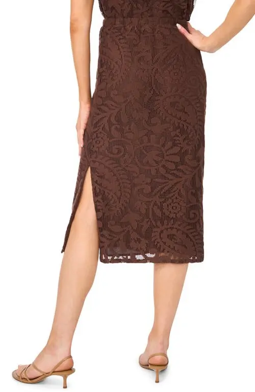 Halogen Lace Pull-on Midi Skirt - Chicory Coffee