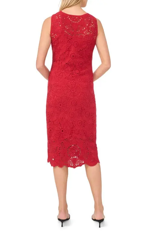 Halogen Crochet Sheath Dress - Crimson Ruby