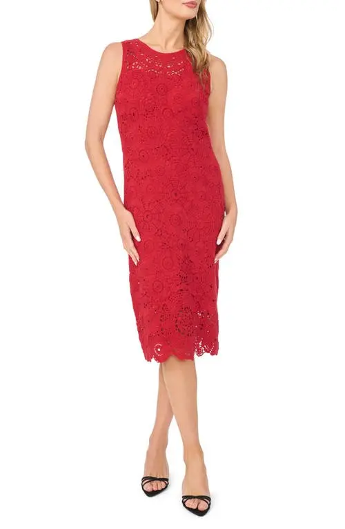 Halogen Crochet Sheath Dress - Crimson Ruby