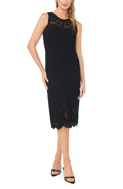 Halogen Crochet Sheath Dress - Rich Black