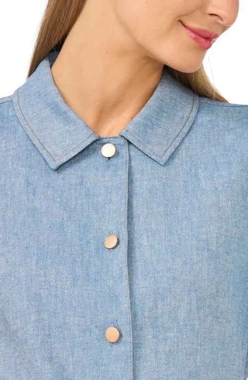 Halogen Chambray Cotton & Linen Blend Shirtdress