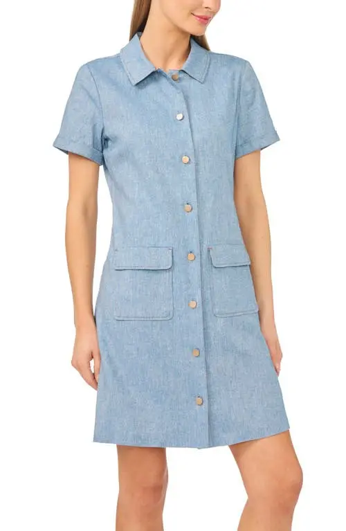 Halogen Chambray Cotton & Linen Blend Shirtdress