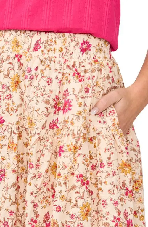 Halogen Printed Tiered Midi Skirt