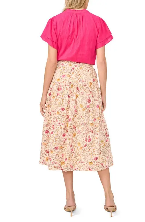 Halogen Printed Tiered Midi Skirt