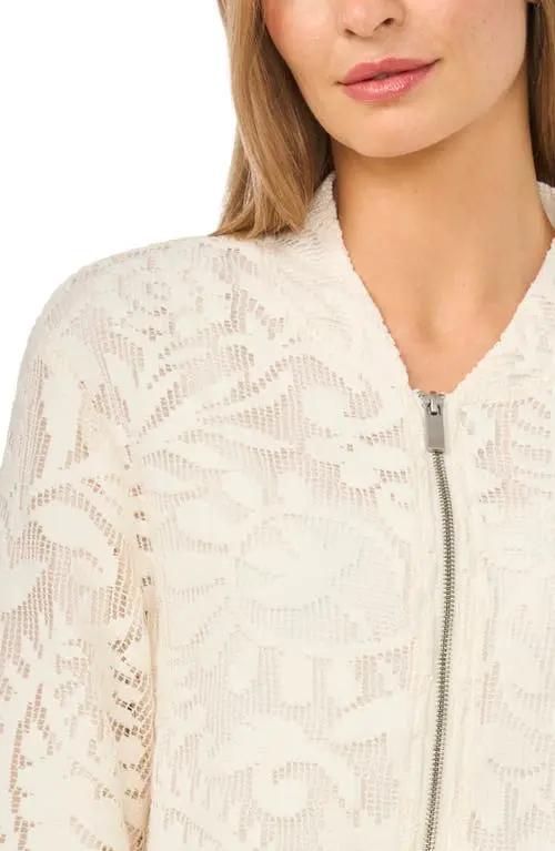 Halogen Floral Lace Knit Bomber Jacket