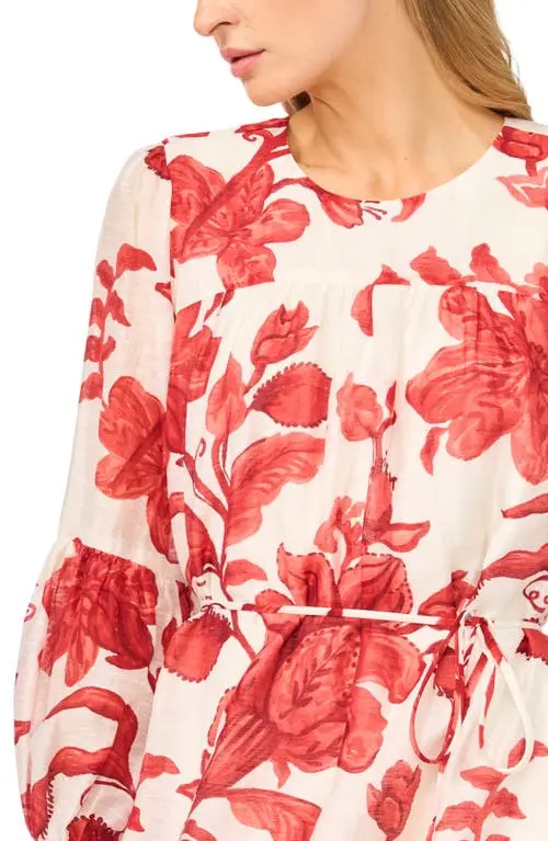 Halogen Floral Balloon Sleeve Dress
