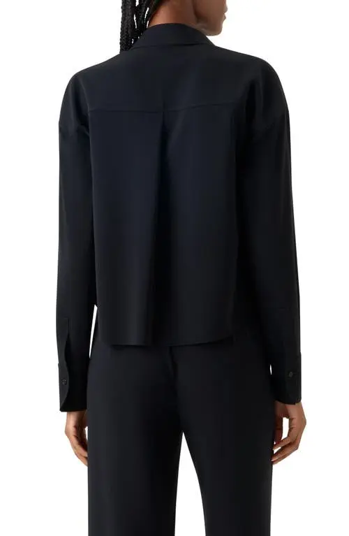 Akris Laser Cut Flower Embellished Crepe Shirt
