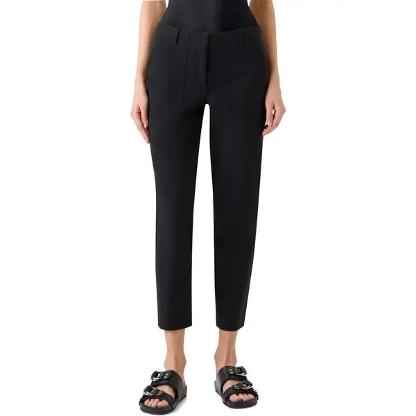 Akris Franco Stretch Cotton Gabardine Slim Ankle Pants - Black