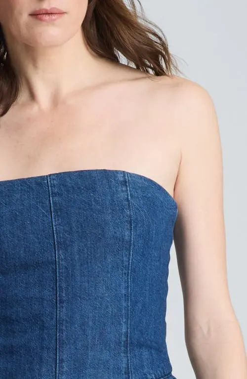 KENNETH COLE Bustier Strapless Denim Maxi Dress