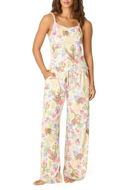 PJ Salvage Feelin' Prickly Stretch Jersey Pajamas - Ivory