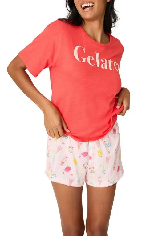 PJ Salvage Playful Print Cotton & Modal Short Pajamas - Red Multi