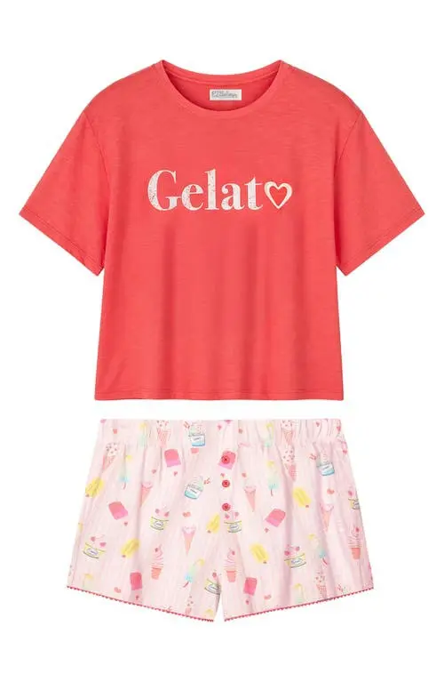PJ Salvage Playful Print Cotton & Modal Short Pajamas - Red Multi