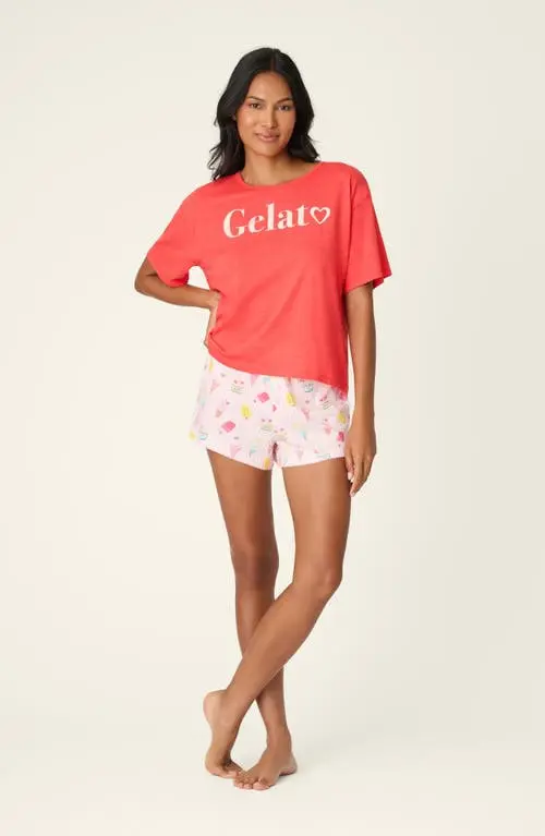 PJ Salvage Playful Print Cotton & Modal Short Pajamas - Red Multi