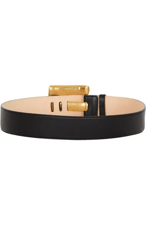 Balmain Calfskin Leather Belt With Anthem Buckle