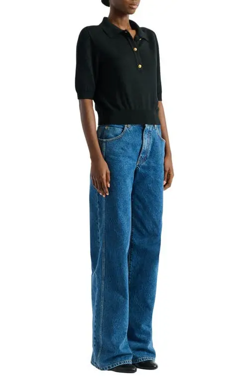 Balmain Knitted 3-button Polo - Black