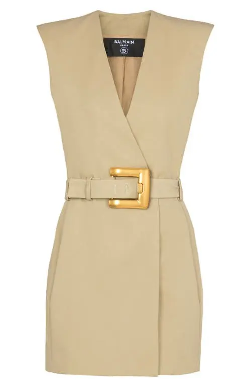 Balmain Belted Gabardine Mini Dress