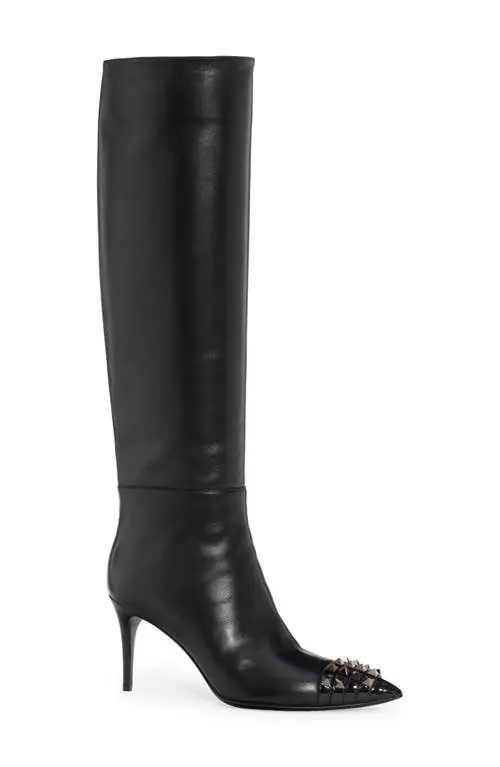 Valentino Garavani Alcove Rockstud Pointed Toe Tall Boot - Nero