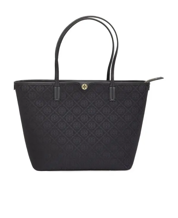 Tory Burch T Monogram Zip-up Tote Bag - Black