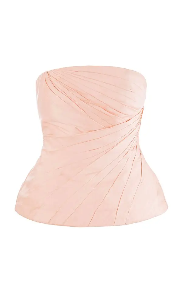 LA FUORI Blush Veil Taffeta Corset Top - Pink