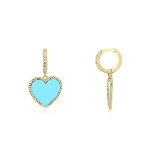 THE LOVERY FINE JEWELRY Gold-plated Sterling Silver Cubic Zirconia Halo Heart Dangle Earrings - Turquoise