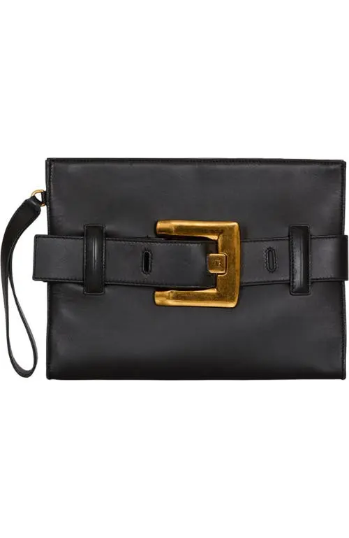 Balmain Anthem Smooth Leather Clutch