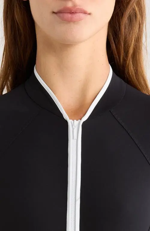 Hunza G Tyra Raglan Sleeve One-piece Rashguard Swimsuit - Black