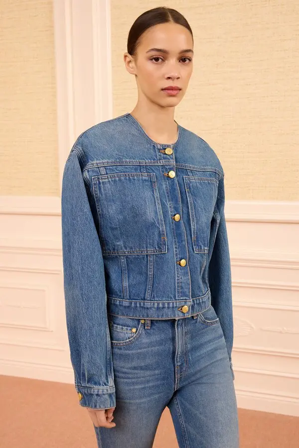 Ulla Johnson The Briar Collarless Denim Jacket - Danube
