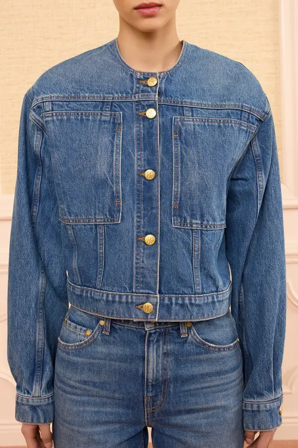 Ulla Johnson The Briar Collarless Denim Jacket - Danube