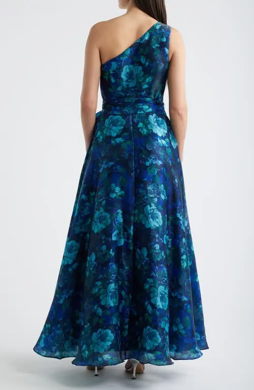 Eliza J One-shoulder Floral Print Gown