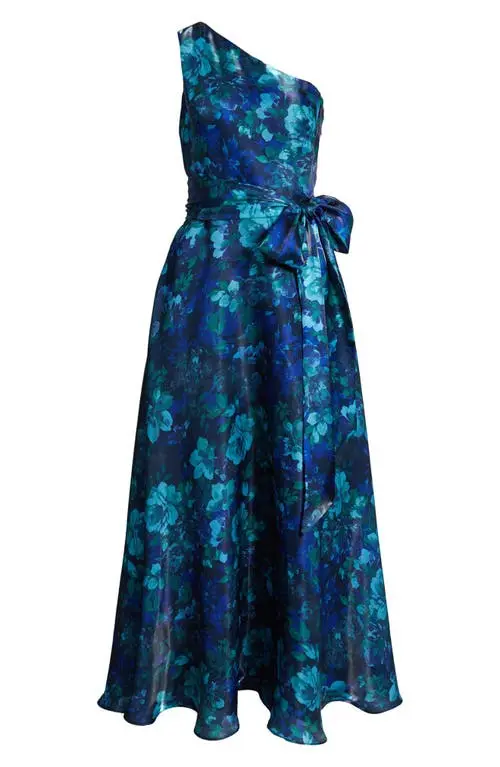 Eliza J One-shoulder Floral Print Gown