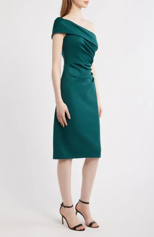 Eliza J One-shoulder Ruched Satin Cocktail Dress