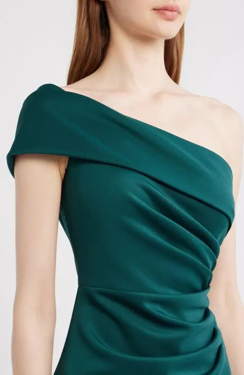 Eliza J One-shoulder Ruched Satin Cocktail Dress