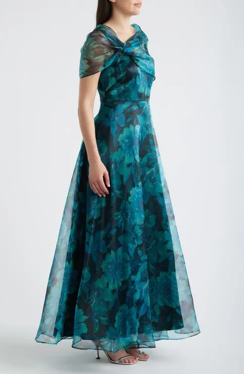Eliza J Floral Shoulder Overlay Ballgown