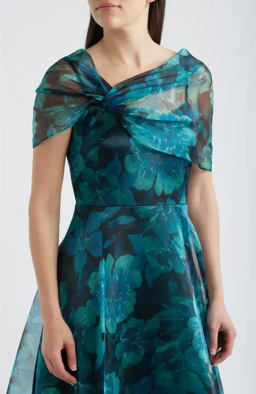 Eliza J Floral Shoulder Overlay Ballgown