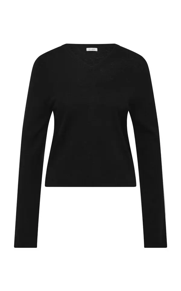 ST. AGNI V-neck Merino Wool Sweater - Black