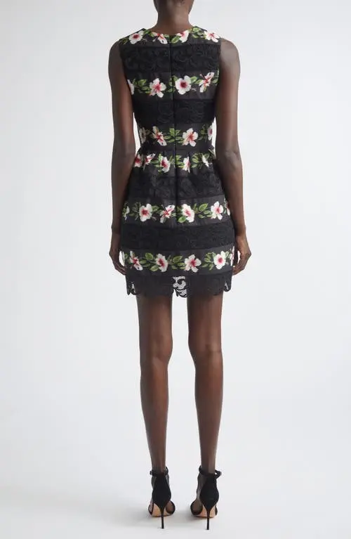 Oscar De La Renta Chiné Hibiscus Stripe Faille Dress
