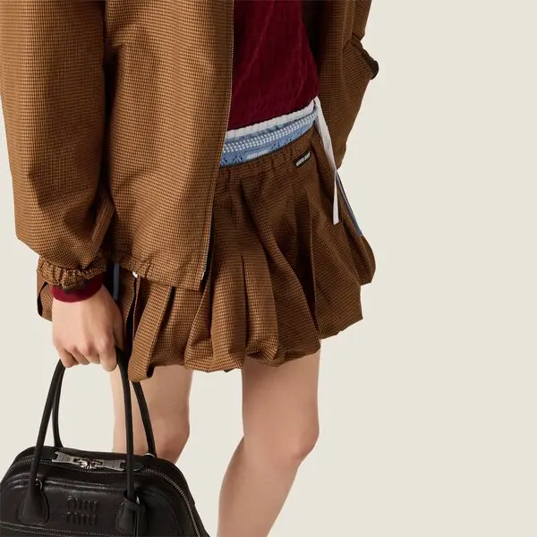 Miu Miu Pleated Gingham Check Miniskirt