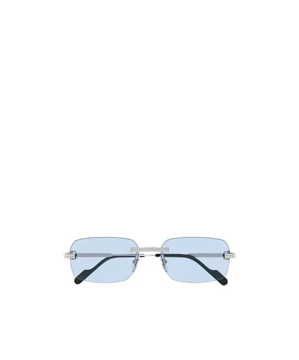 Cartier Rimless Rectangular Sunglasses - Blue