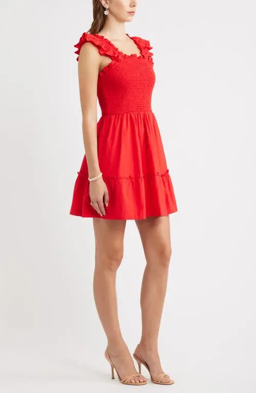 Chelsea28 Smocked Tiered Mini Dress - Red Bloom