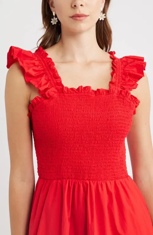 Chelsea28 Smocked Tiered Mini Dress - Red Bloom