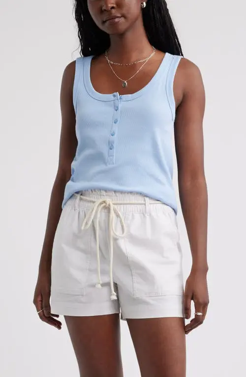 Caslon Cotton Blend Rib Henley Tank - Blue Windsurfer