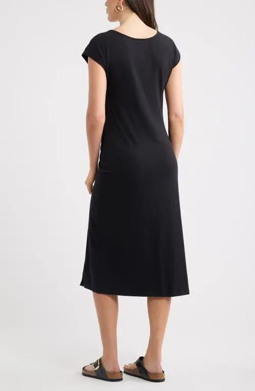 Caslon Twist Cotton Blend Knit Midi Dress - Black