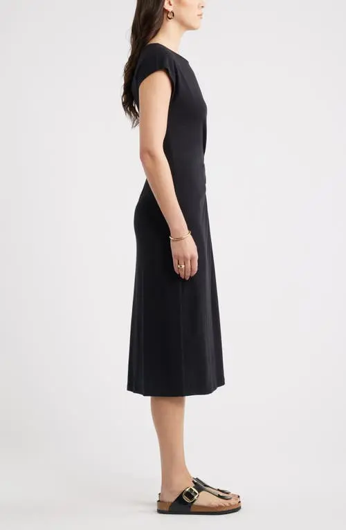 Caslon Twist Cotton Blend Knit Midi Dress - Black
