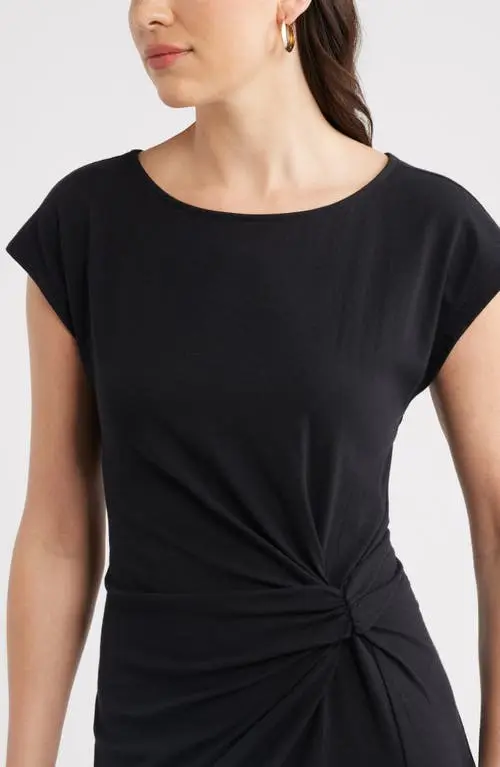 Caslon Twist Cotton Blend Knit Midi Dress - Black